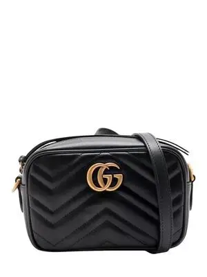 Gucci 2016-2026 Mini Gg Marmont Matelasse Calfskin Crossbody Bag - Black