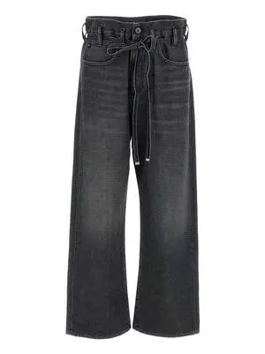 Ag Paperbag-waist Tie-fastening Jeans - Grey