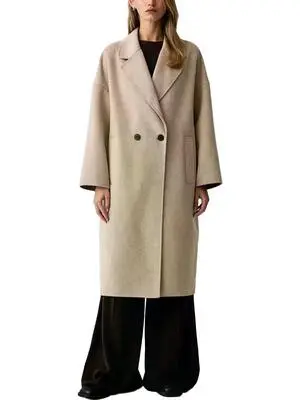 VICOLO Double-breasted Notched-lapel Coat - Neutrals