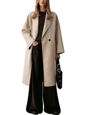 VICOLO Double-breasted Notched-lapel Coat - Neutrals