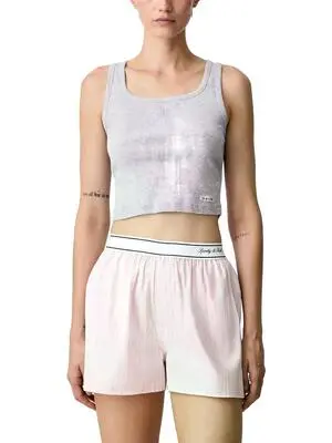 Sporty & Rich Ribbed Cropped Tank Top Grey
