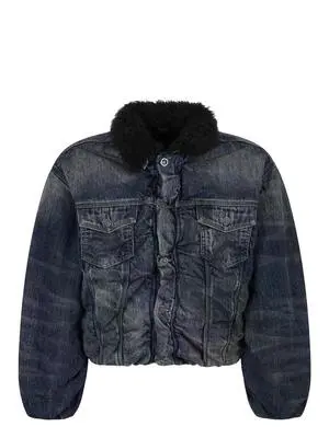 DIESEL® D-curly-fsj1 Faded-effect Ruched-detail Jacket - Blue