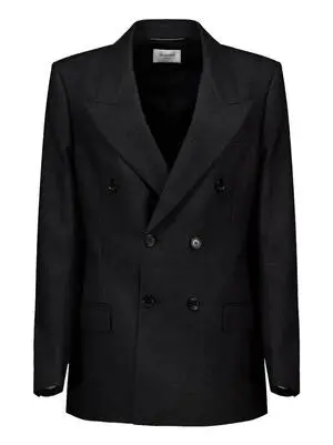 Saint Laurent Double-breasted Oversize Virgin Wool Blazer - Grey