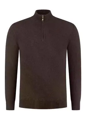 DORIANI CASHMERE Quarter-zip Knitted Sweater - Brown