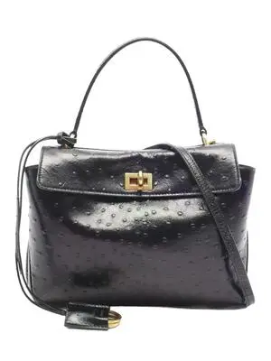 BALENCIAGA 2010s Rodeo Ostrich-embossed Handbag