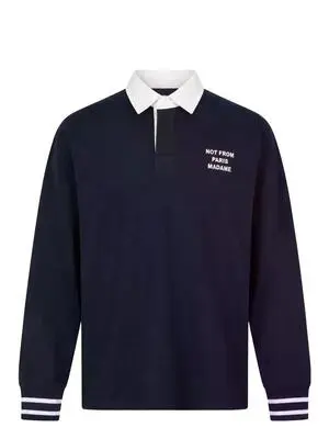Drole De Monsieur Logo-print Long-sleeve Polo Shirt - Blue
