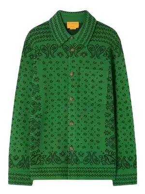 Guest In Residence Wild Rag Paisley-print Knitted Shirt Jacket - Green