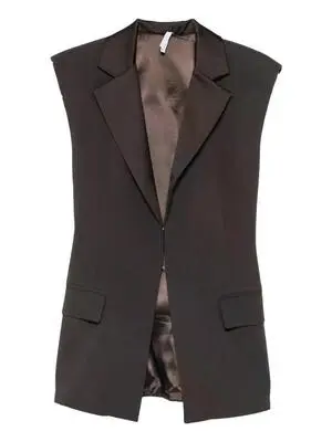 Imperial Satin-lapel Cutout-back Gilet - Brown