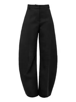 NISSA Wool-blend Barrel Fit Pants - Black