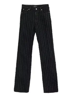 HAIKURE Star Bull Stripe Distressed Checked Jeans