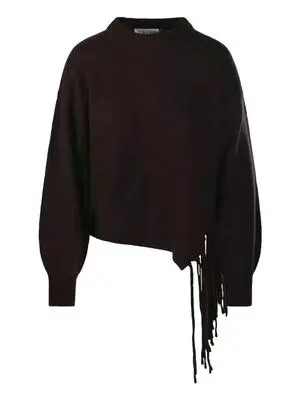 OSCAR THE COLLECTION Fringe-trim Asymmetric Sweater