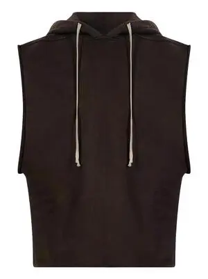 Rick Owens Cropped Sleeveless Hoodie - Brown
