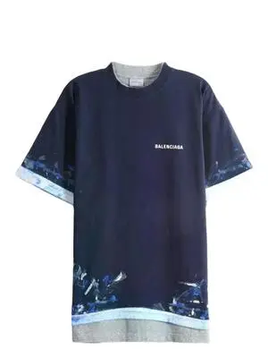 Balenciaga Layered Paint-splatter T-shirt - Blue