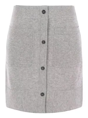 TOTEME Buttoned Cashmere Skirt Grey Melange Grey