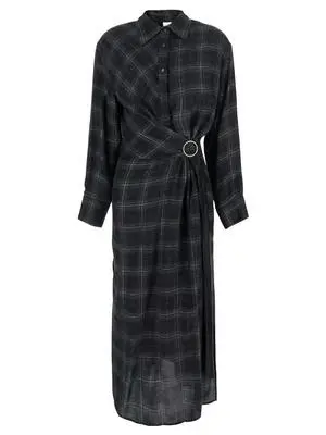 RAME Check-pattern Midi Shirt Dress