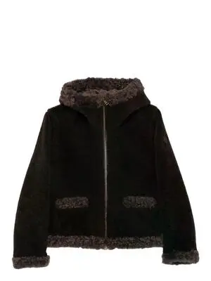 Moncler Shearling-trim Hooded Jacket - Brown