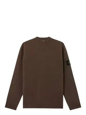 Stone Island Logo-patch Knit Sweater Brown