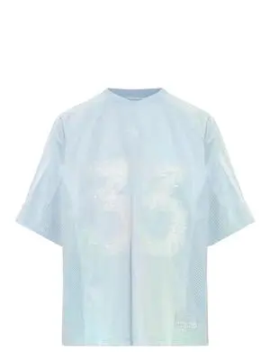 Adidas Logo-print Mesh-panel T-shirt - Blue