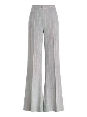 GENNY Pinstriped Sequin-embellished Trousers - Grey