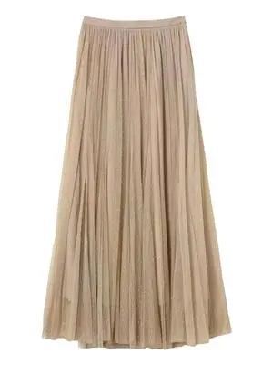 TWINSET Long Tulle Skirt With Lurex - Neutrals