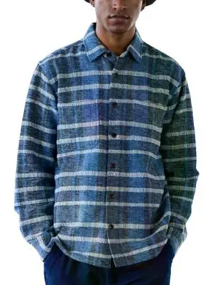 ORIGINAL MADRAS TRADING COMPANY No111 Round Tail Stripped Shirt - Blue