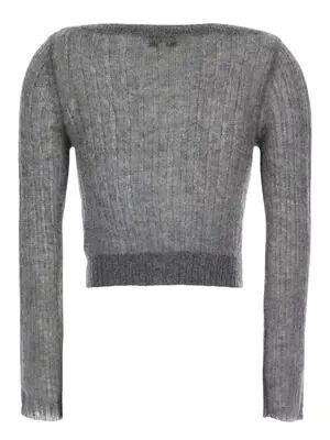 SHUSHU/TONG Floral-embellished Cropped Cardigan - Grey