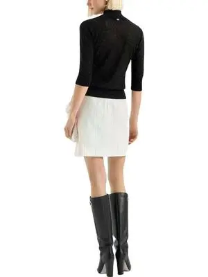 GENNY Sequin-embellished High-neck Top - Black