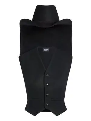 JEAN PAUL GAULTIER Hat-detail Tailored Gilet - Black