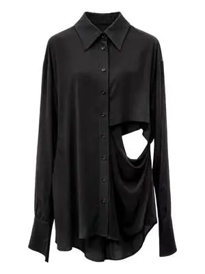 Andrea Ya'aqov Cut-out Draped Shirt Black