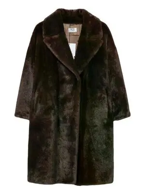 BETTA CORRADI Faux-fur Notch-lapel Coat - Brown