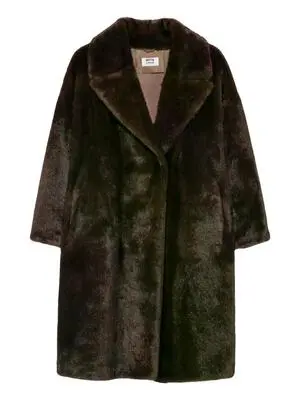 BETTA CORRADI Faux-fur Notch-lapel Coat - Brown