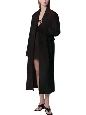 ROTATE BY BIRGER CHRISTENSEN Suede Long Coat Dark - Brown