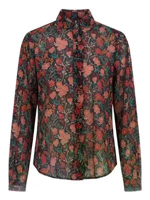 R13 Shrunken Floral-print Ruffled Shirt