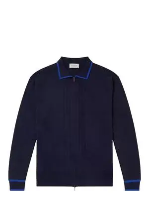 John Smedley Zip-up Knitted Cardigan - Blue