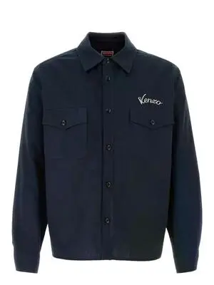 Kenzo Varsity Logo-embroidered Shirt - Blue