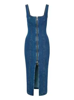 Liu Jo Midi Denim Dress With Zip - Blue