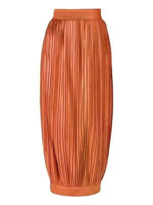 ROWEN ROSE Pleated Balloon Midi Skirt - Orange
