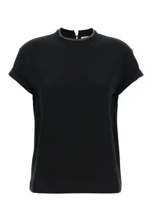 Brunello Cucinelli Brunello Cucinelli Women Monile Crew-Neck T-Shirt Black