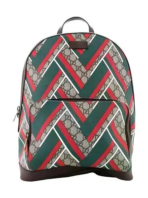Gucci Zip Pocket Printed Gg Coated Canvas Medium Backpack - Brown