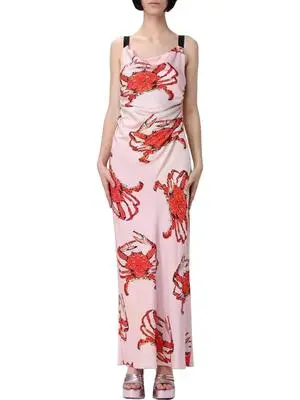 MSGM Crab-print Cowl-neck Maxi Dress - Pink