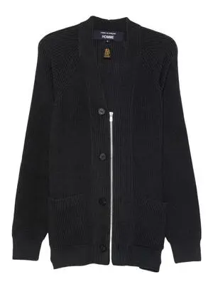 Comme Des Garçons Ribbed-knit Zip-up Cardigan - Blue