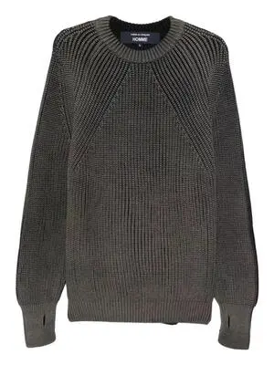 Comme Des Garçons Ribbed-knit Raglan-sleeve Sweater - Grey