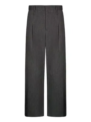 Emporio Armani Pinstripe-pattern Pleated Trousers - Grey