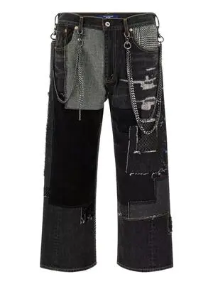 Junya Watanabe Chain-link Patchwork Jeans - Blue