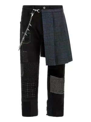 Junya Watanabe Kilt-panel Patchwork Jeans - Black