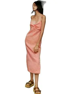 Matthew Bruch Twist-detail Slip Midi Dress - Pink