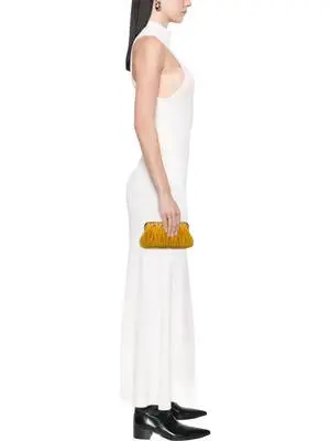 Miu Miu 2010-2026 Matelasse Nappa Kiss Lock Frame Clutch Bag - Yellow