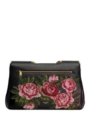 Dolce & Gabbana Maxi My Sicily Handbag In Fine Stitch Embroidery Black