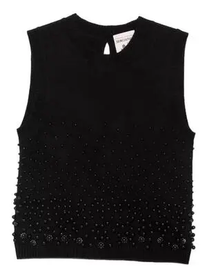 SEMICOUTURE Bead-embellished Knitted Vests - Black