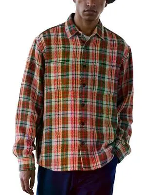 ORIGINAL MADRAS TRADING COMPANY No111 Round Tail Button-down Shirt - Orange